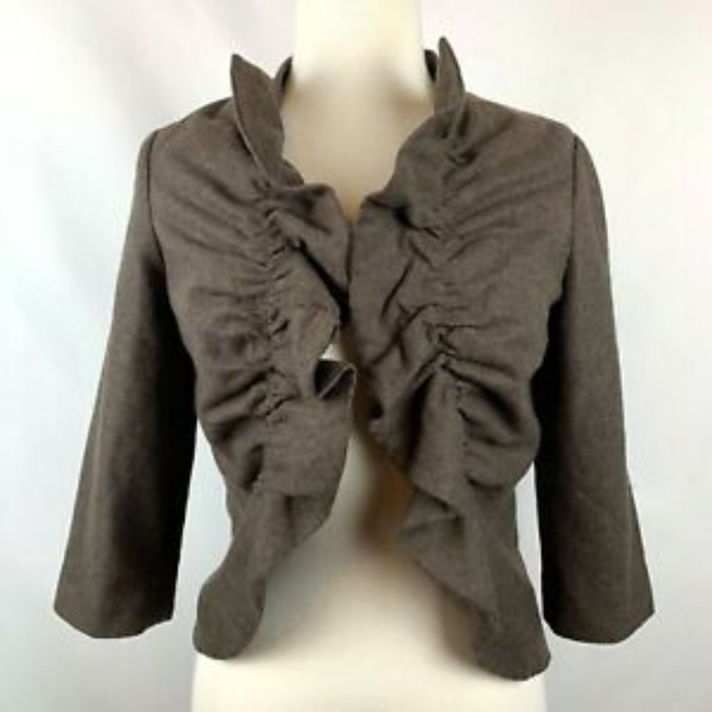Brown Wool Ruffle Blazer - Gem